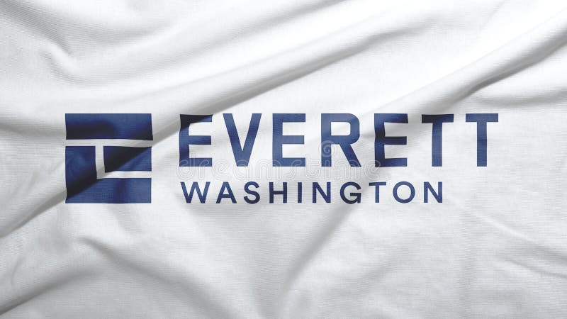 Everett of Washington of United States Flag Waving on the Top Stock ...