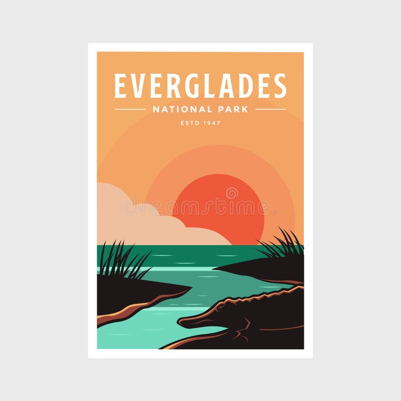 Everglades National Park Poster Vector Illustration Design Stock Vector ...
