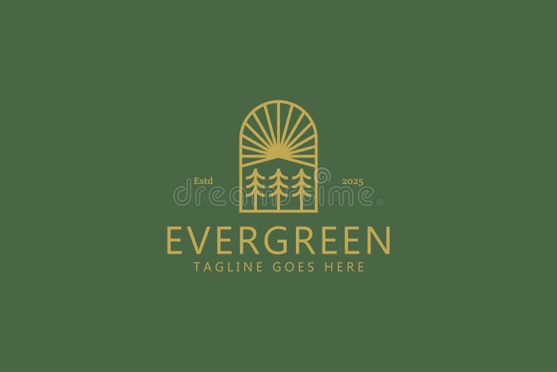 Evergreen Logo Emblem of Pine Tree and Outdoor Natural Beauty Forest ...
