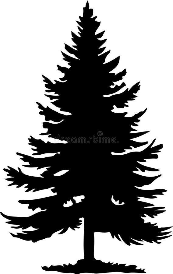 Evergreen Black Silhouette Generative Ai Stock Vector - Illustration of ...