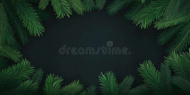 Evergreen Border Dark Green Pine Branches Natural Texture Frame Stock ...