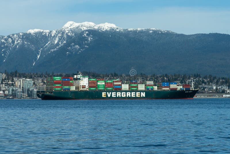 Evergreen EVER UNITY Container Ship with Full of Cargo in Vancouver ...