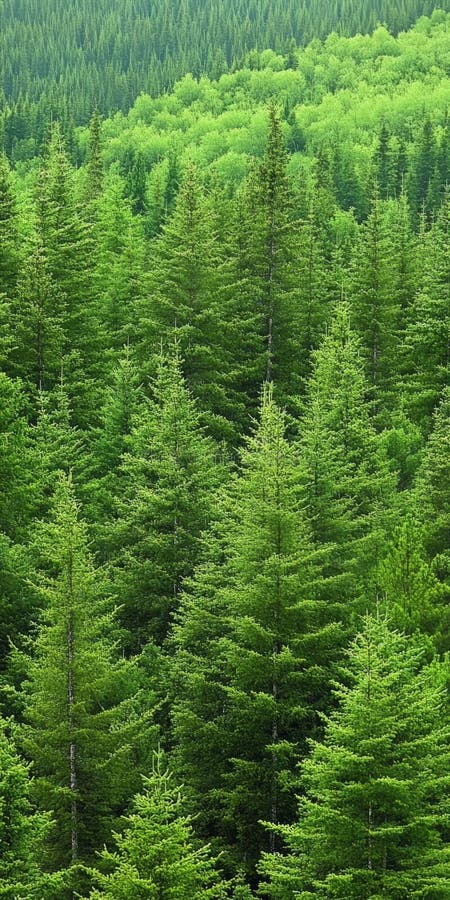 Evergreen Fir Forest Canopy, a Dense Background Pattern with Vivid Lush ...