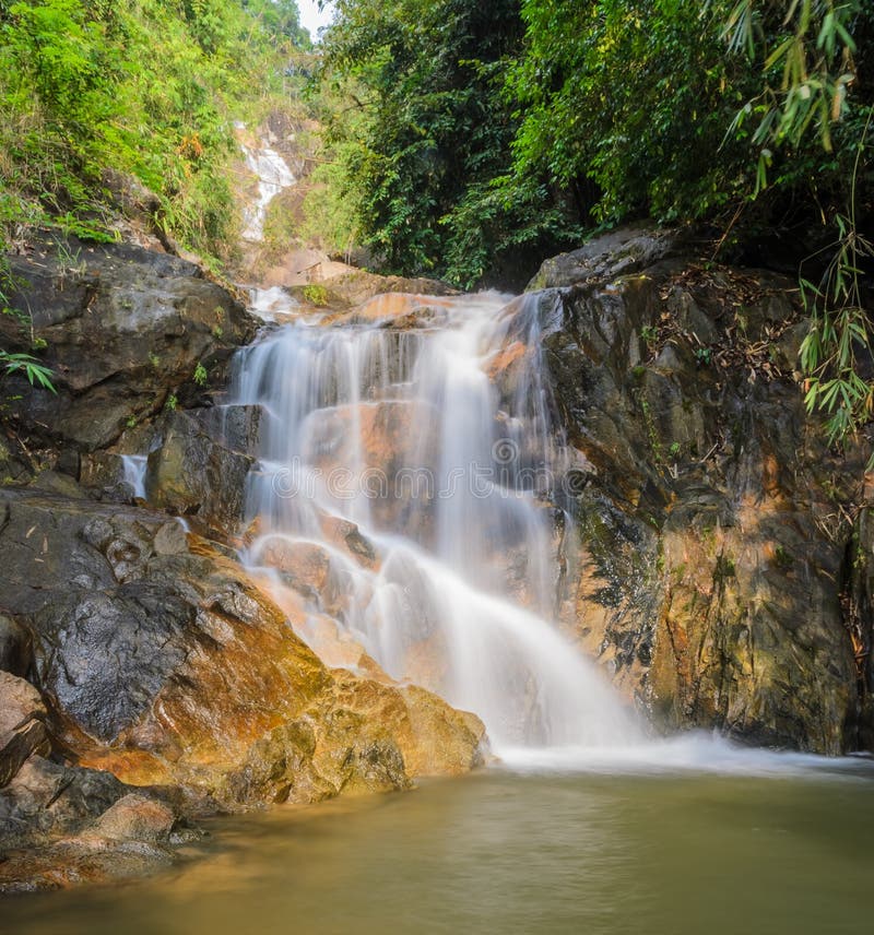 Evergreen Forest Waterfall in Thailand Stock Photo - Image of ...