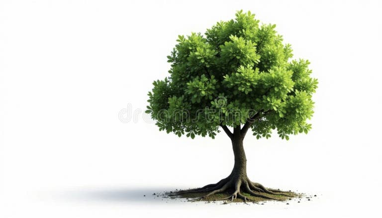 Evergreen Tree with Isolated Root on White Background, Spring, Nature ...