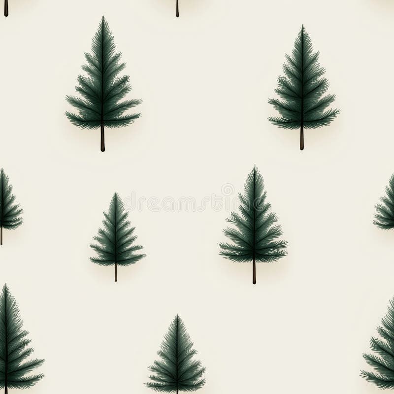 Evergreen Trees on Beige Background Stock Illustration - Illustration ...