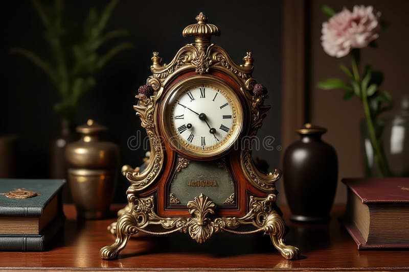 Everlasting Victorian Table Clock Stock Illustration - Illustration of ...