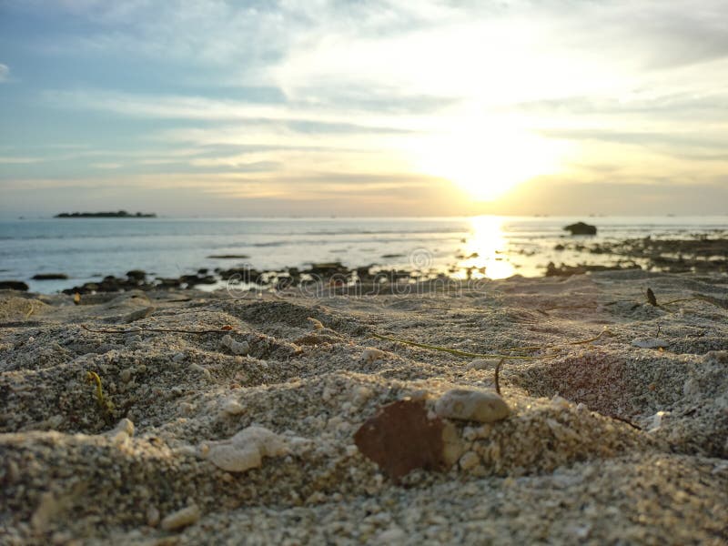 Every Day with Sand and Sunset in the Beach Stock Photo - Image of ...