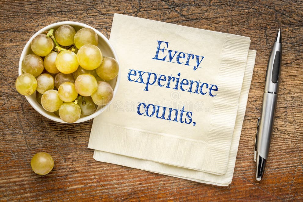 Every Experience Counts - Note on Napkin Stock Photo - Image of ...