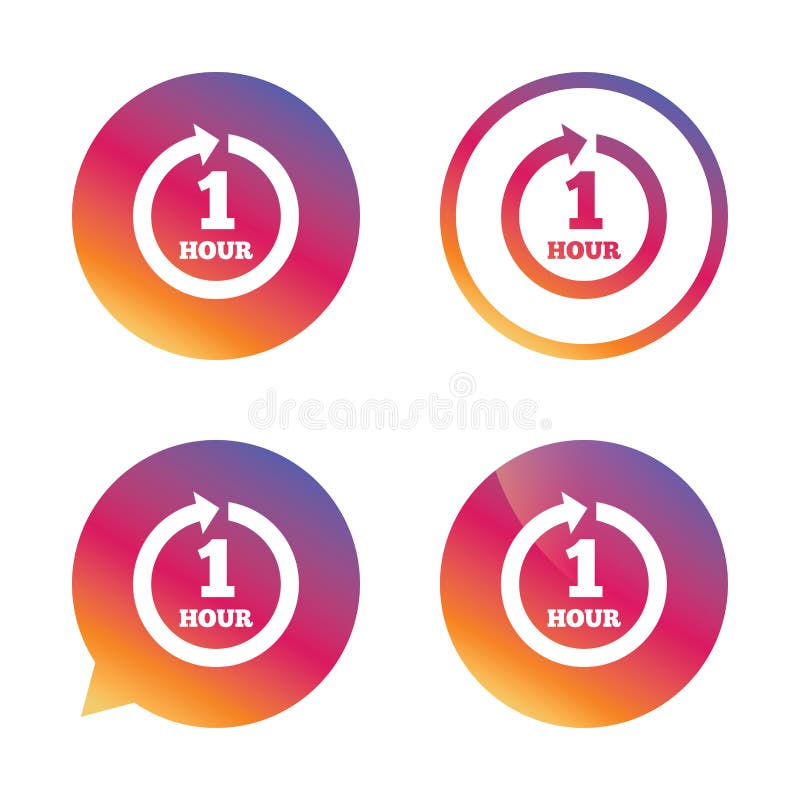 Every Hour Sign Icon. Full Rotation Arrow. Stock Vector - Illustration ...