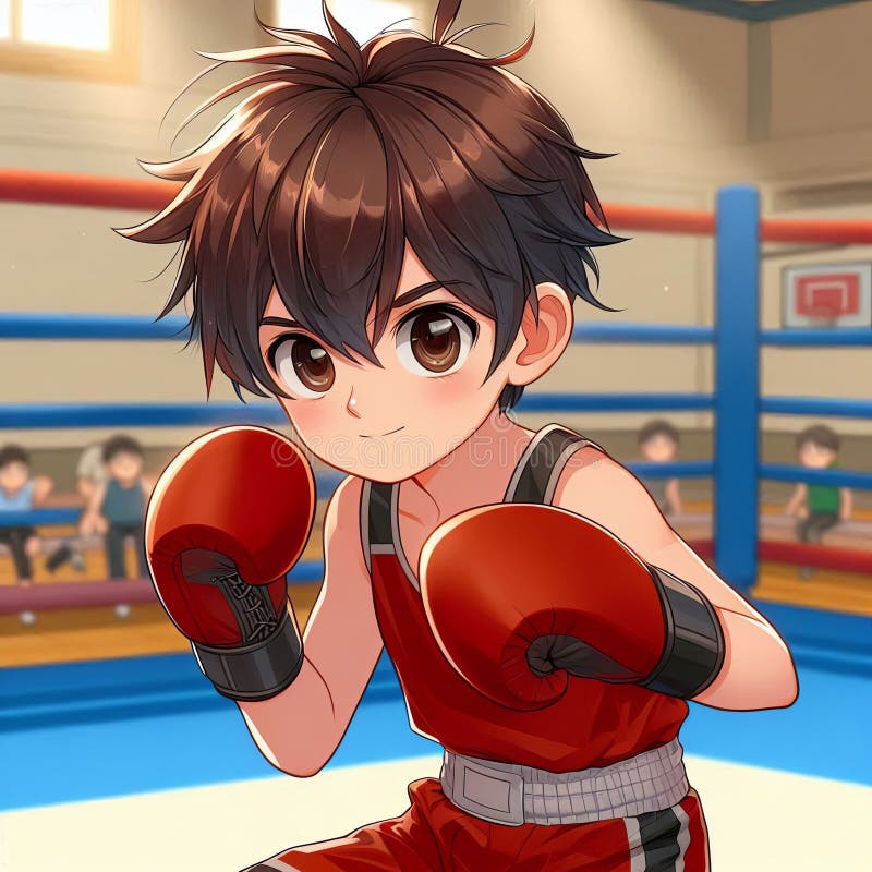 Boxing Kid in Red stock illustration. Illustration of power - 330942241