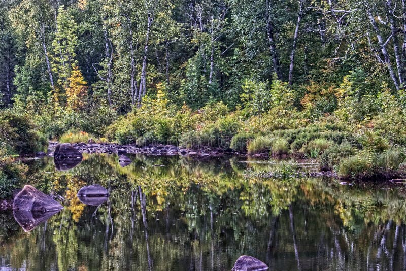 Every Rock Has Its Mirror, Current River, Thunder Bay, on, Canada Stock ...