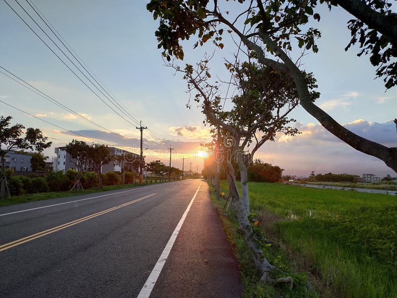 Warm Sunsets with Endless Road Stock Photo - Image of lane, endless ...