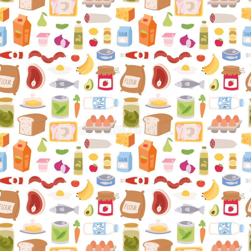 Supermarket Food Seamless Pattern Stock Illustrations – 1,897 ...