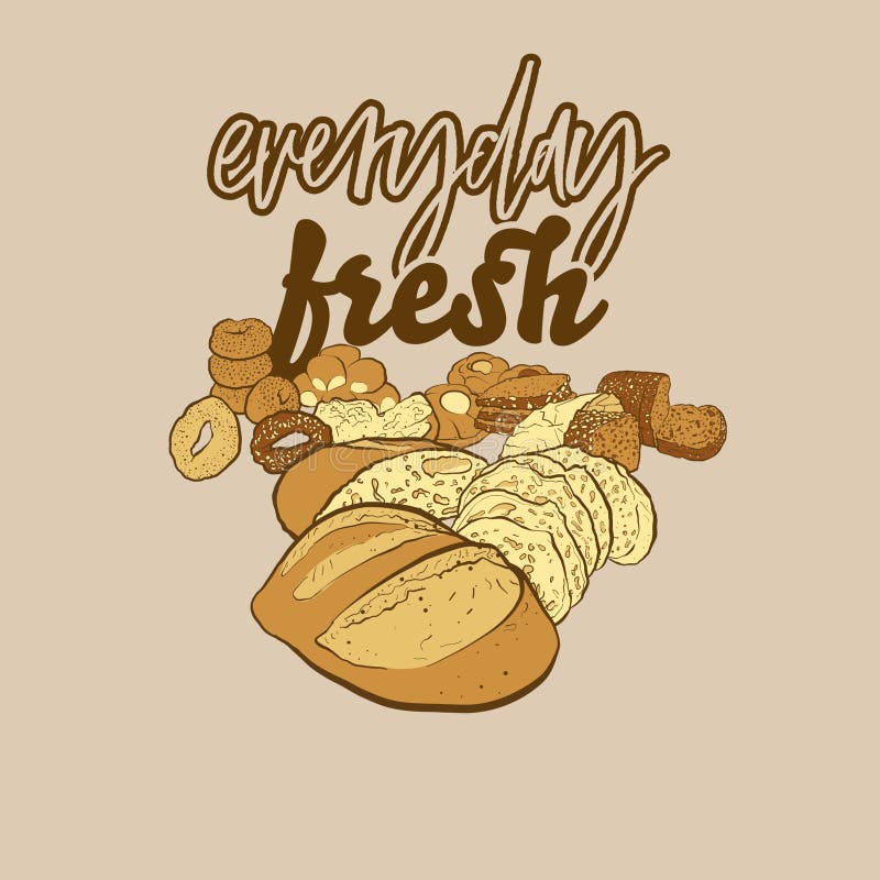 Everyday Fresh Colored Label Stock Vector - Illustration of croissant ...