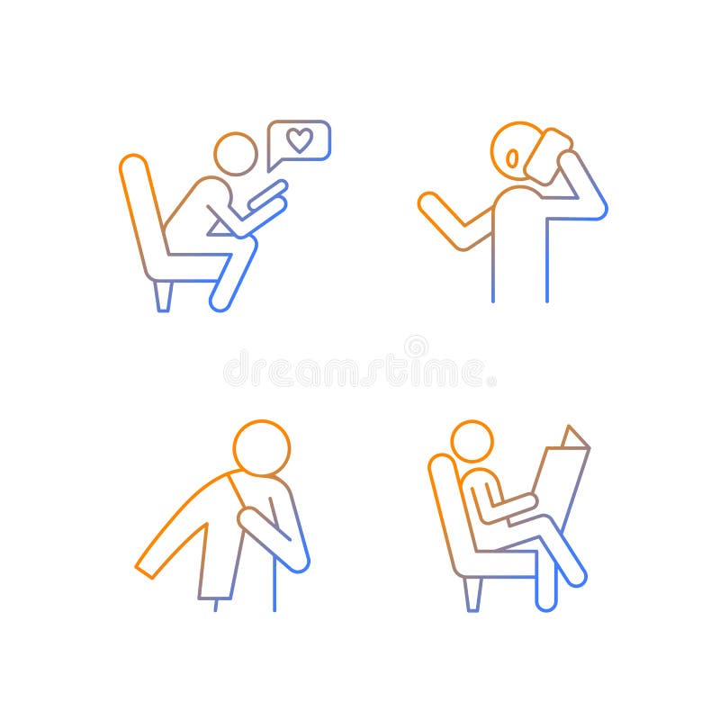 Everyday Life Gradient Linear Vector Icons Set Stock Vector ...