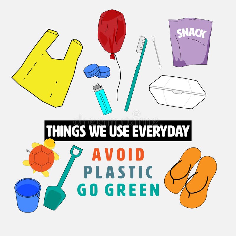 Everyday Use Avoid Plastic stock vector. Illustration of aware - 187703443