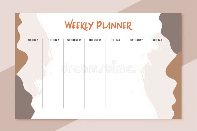 Everyday Weekly Planner Schedule Template Design Stock Vector ...