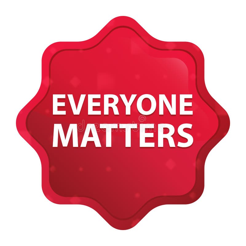 Everyone Matters Misty Rose Red Starburst Sticker Button Stock ...