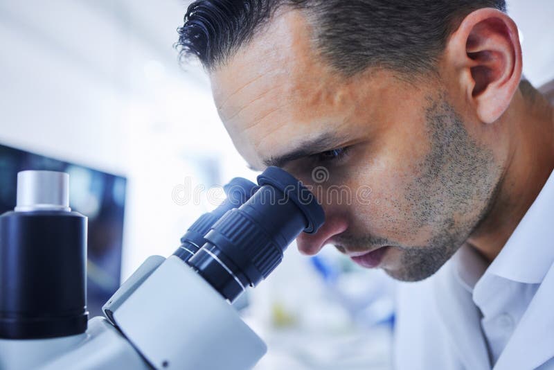 Everything is Clearer Now. a Handsome Young Male Scientist Working with ...