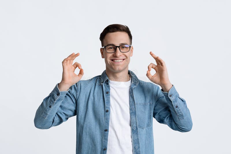 Everything is Great. Guy Showing Ok Sign with Fingers Stock Photo ...