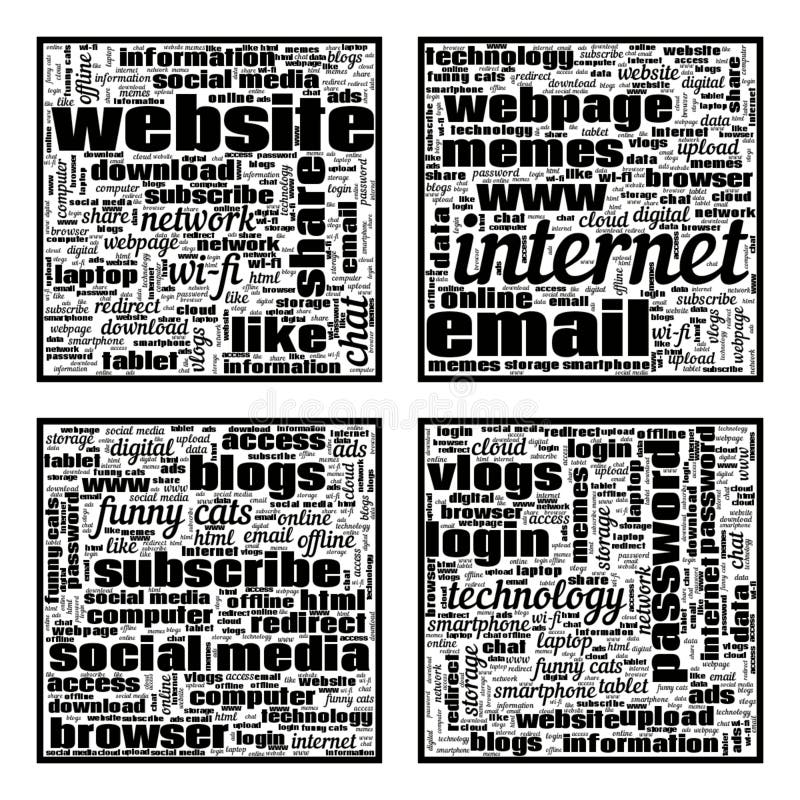 Everything Internet Abstract Text Background Illustration Icons Full ...