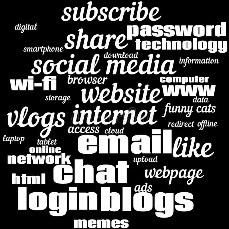 Everything Internet Abstract Text Background Illustration Icons Full ...