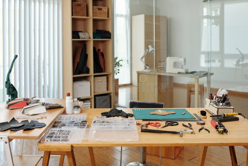 Everything for Leather Crafting Stock Image - Image of workplace ...