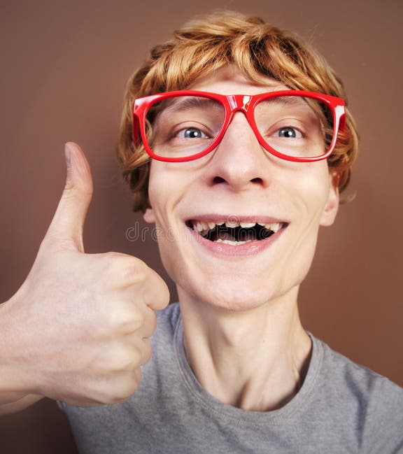 Everything is ok stock photo. Image of nerd, hand, showing - 21206206