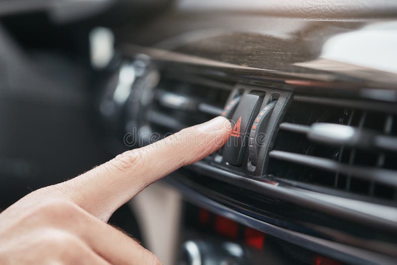 Everything is Perfect in My Car. Cropped Image of a Hand Pushing on the ...