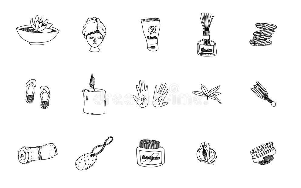 Everything for Spa Black and White Drawings Vector Stock Illustration ...