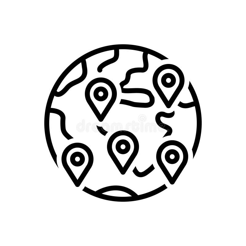 Black Line Icon for Everywhere, Here and Ubiquitously Stock ...