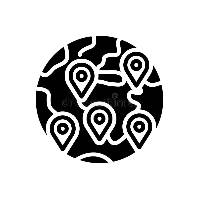 Black Solid Icon for Everywhere, Here and Anywhere Stock Vector ...