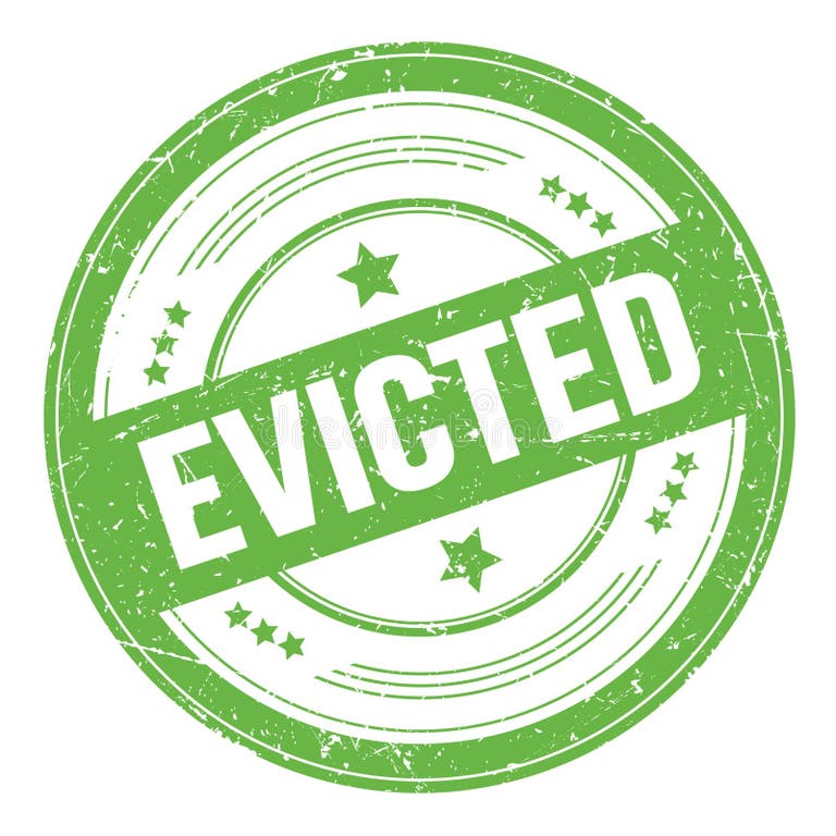 EVICTED Text on Green Round Grungy Stamp Stock Illustration ...