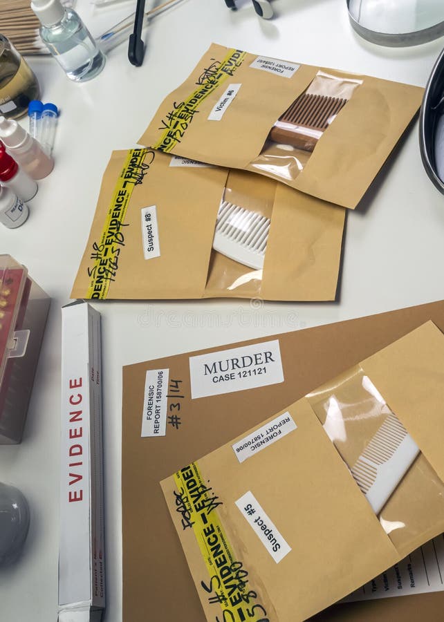 Evidence Bags with Combs from a Murder Case Stock Photo - Image of ...