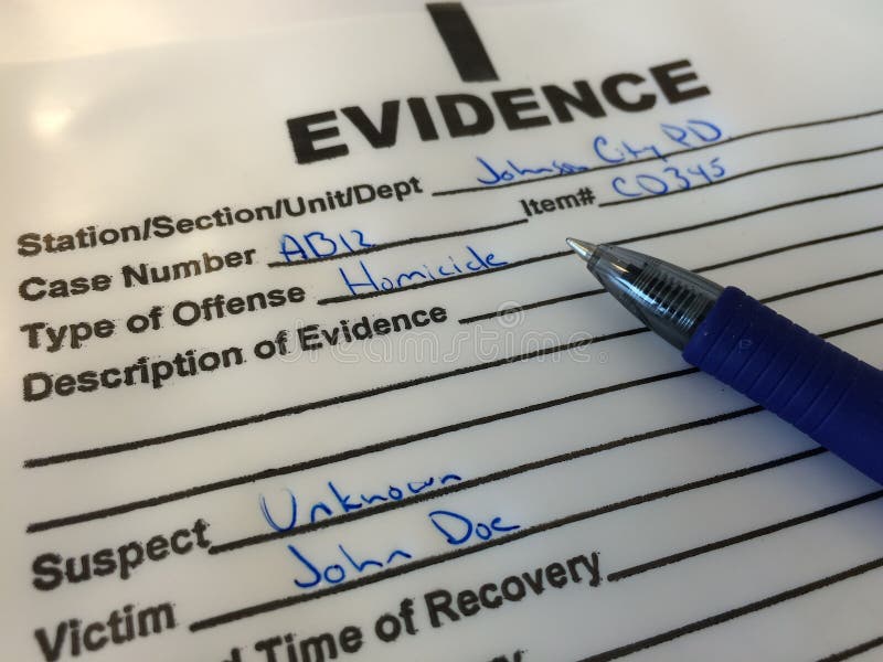 Evidence Form stock photo. Image of completed, evidence - 57587234