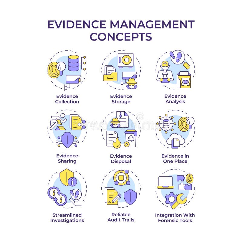 Evidence Management Multi Color Concept Icons Stock Vector ...