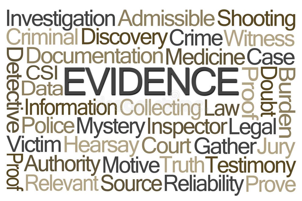 Evidence Word Cloud stock illustration. Illustration of authority ...