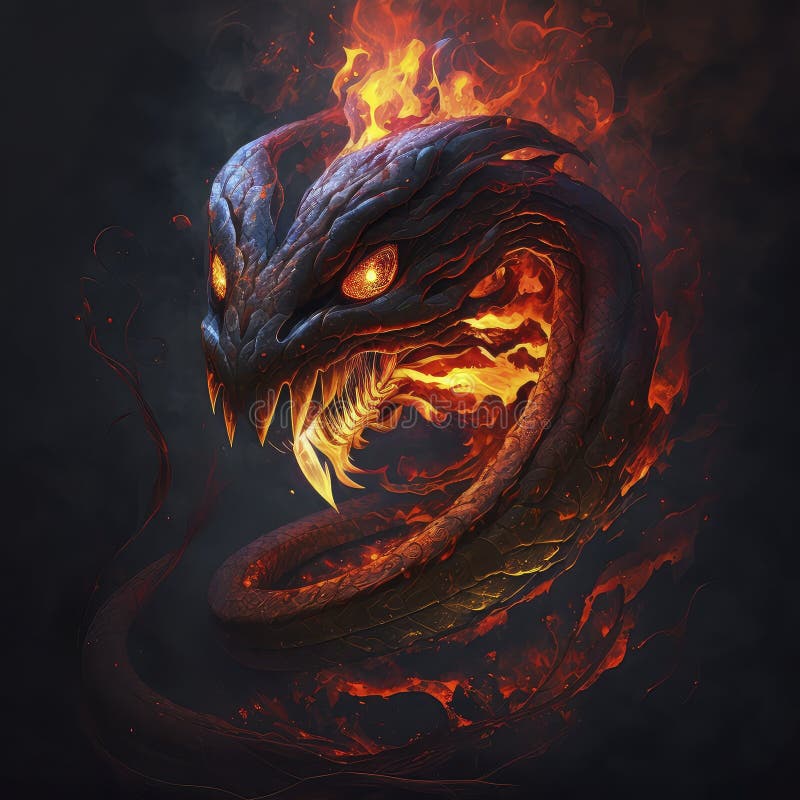 Evil Angry Animal in Red Flame. Ai Generated Stock Illustration ...