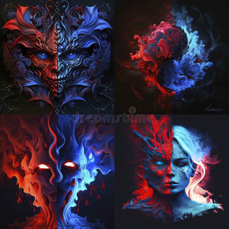 Evil Angry Animal in Red Flame. Ai Generated Stock Illustration ...