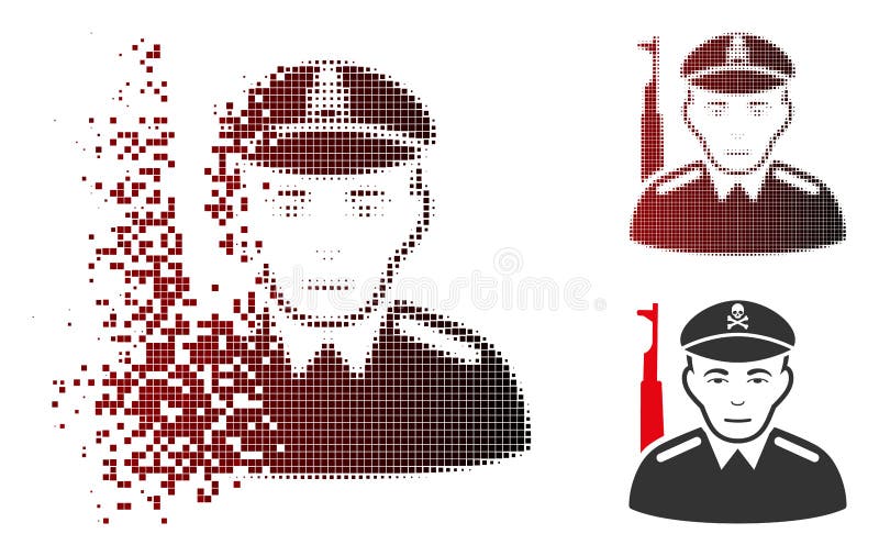 Dispersed Dotted Halftone Evil Army Soldier Icon Stock Vector ...