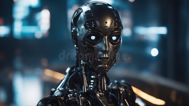 Evil Artificial Intelligence, Humanoid Alien Robot. Robot with ...