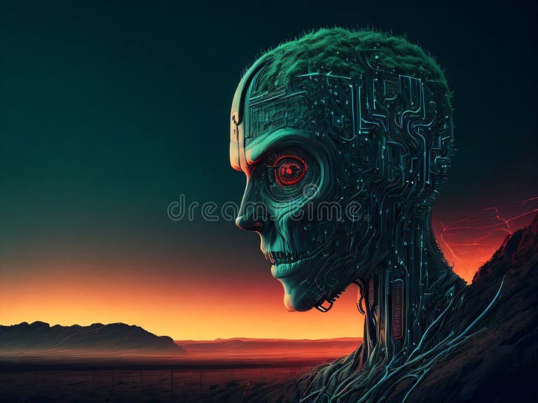 Evil Artificial Intelligence, Humanoid Alien Robot. Robot with ...