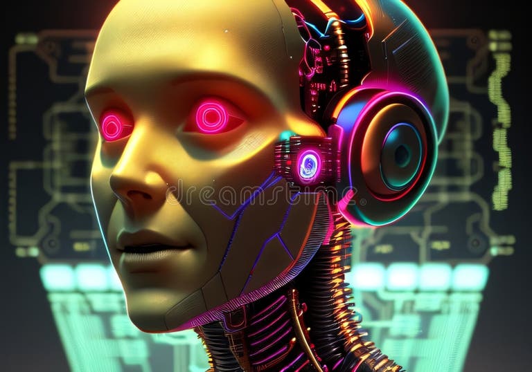 Evil Artificial Intelligence, Humanoid Alien Robot. Robot with ...