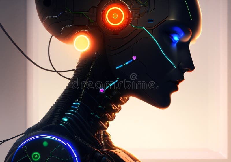 Evil Artificial Intelligence, Humanoid Alien Robot. Robot with ...