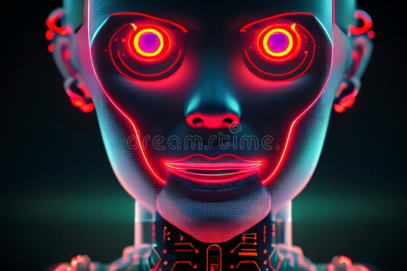 Evil Artificial Intelligence, Humanoid Alien Robot. Robot with ...