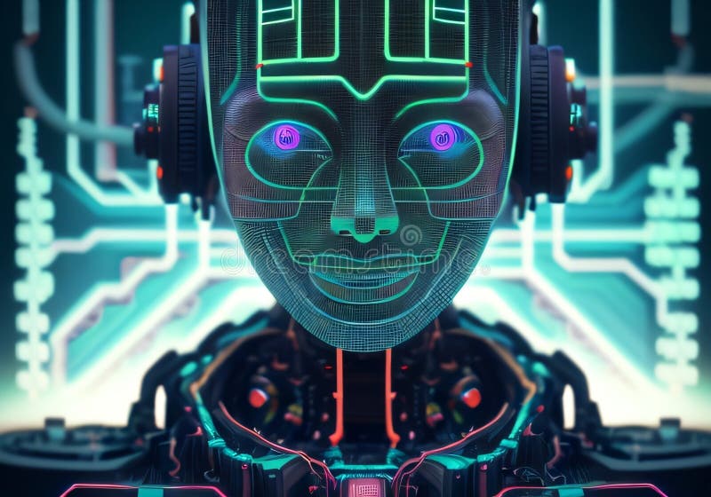 Evil Artificial Intelligence, Humanoid Alien Robot. Robot with ...