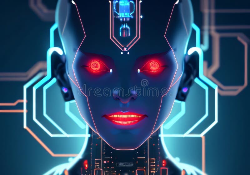 Evil Artificial Intelligence, Humanoid Alien Robot. Robot with ...