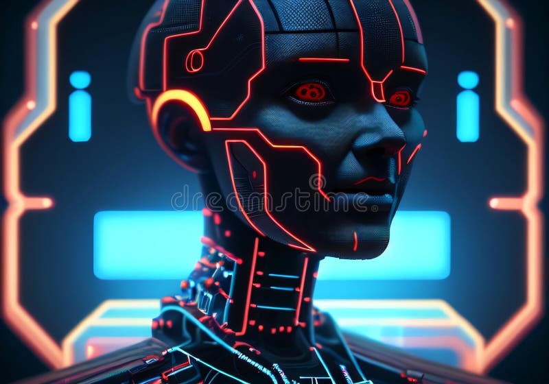 Evil Artificial Intelligence, Humanoid Alien Robot. Robot with ...