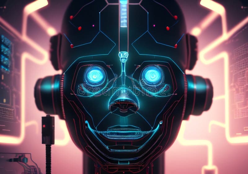 Evil Artificial Intelligence, Humanoid Alien Robot. Robot with ...